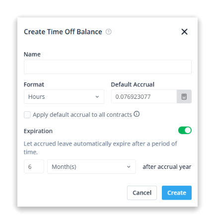 Setting up time-off balance expiration